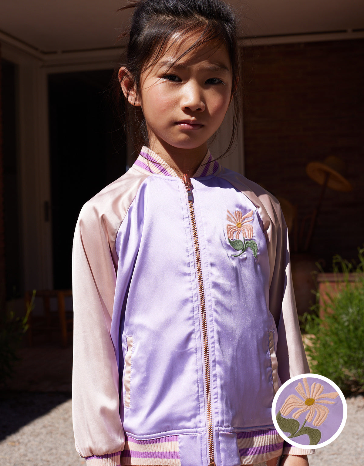 LEIGHTON VARSITY JACKET WITH FLOWER EMBROIDERY – Gingersnaps Global Store